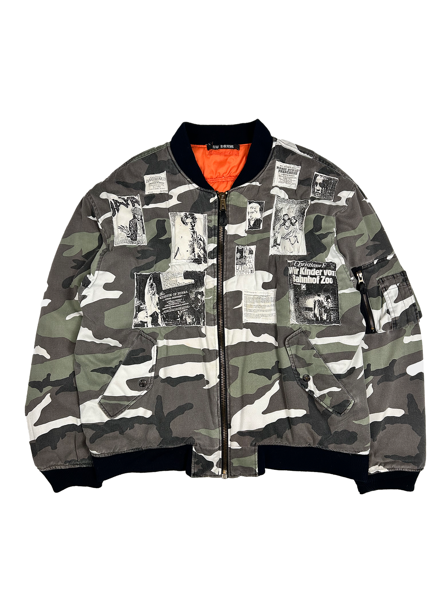 Raf Simons AW2001 "Riot, Riot, Riot" MA-1 Camo Patched Bomber - Archived